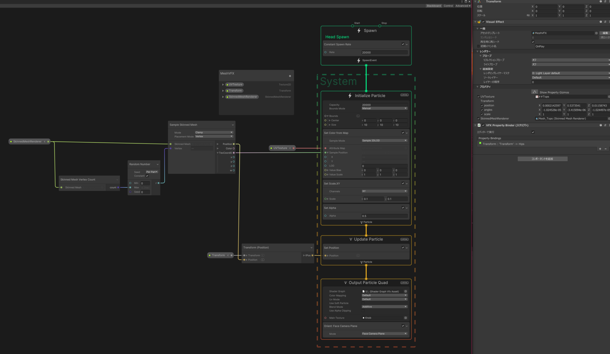 Unity VFX Sample Skinned Meshを使ったリアルタイムなメッシュに対するパーティクル | ばにらんど
